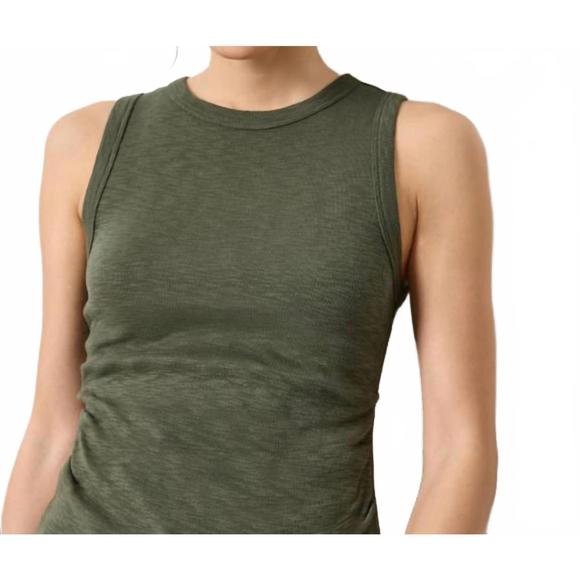 Lilla P | Tops | New Lilla P Rib Slub Side Pleat Tank In Lichen | Poshmark